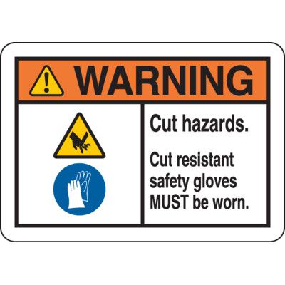 ANSI Warning Signs - Cut Hazards | Emedco