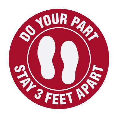 Floor Markers - Stay 3 Feet Apart - Red | Emedco