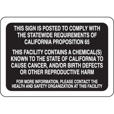Chemical Warning Signs - Requirements Of California Prop 65 | Emedco