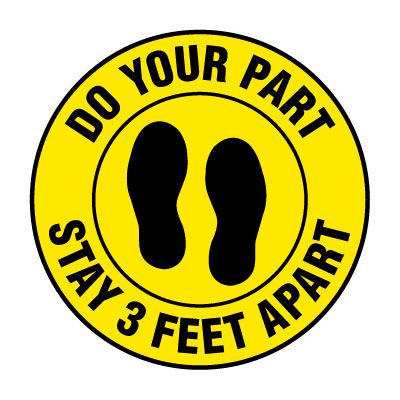 Floor Markers - Stay 3 Feet Apart - Yellow | Seton Canada | Seton.ca