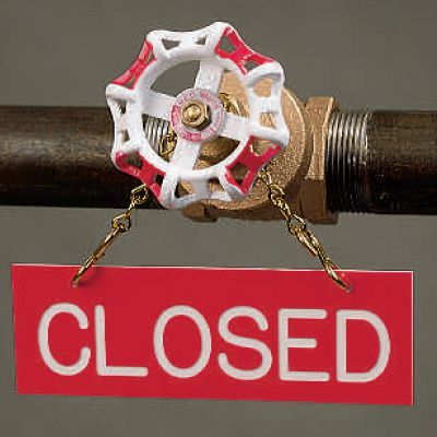 Closed Valve Sprinkler Sign, Valve Signs, SHIPS FAST! | Seton | Seton