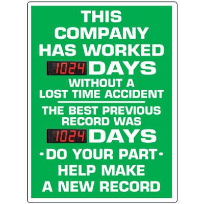 Days Without Accident Signs & Safety Scoreboards | Seton