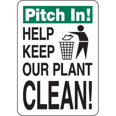 Pitch In! Trash Sign | Emedco