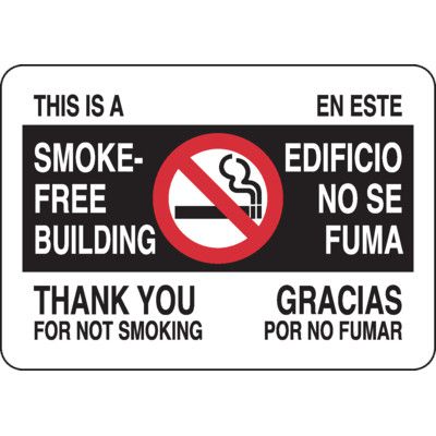 Bilingual Smoke-Free Building Sign | Emedco
