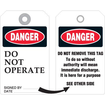 Do Not Operate Tags, Danger Do Not Operate Tags | Emedco