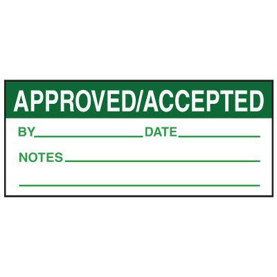 Write-On Action Labels - Approved / Accepted | Seton
