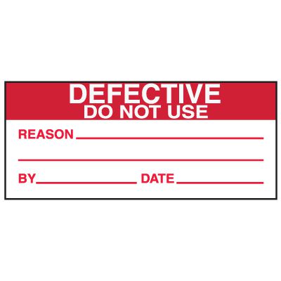 Write-On Action Labels - Defective Do Not Use|Seton Canada | Seton.ca