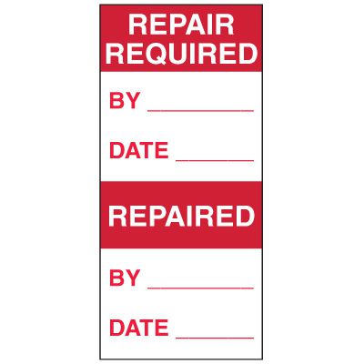 Write-On Action Labels - Repair Required | Seton