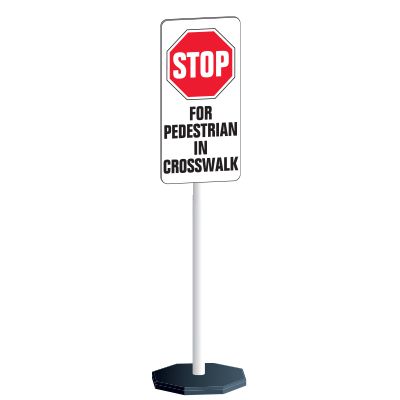 Stop For Pedestrians in Crosswalk Flexible Sign System | Seton