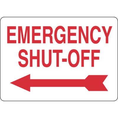 Emergency Shut-Off Sign (Left Arrow) | Emedco