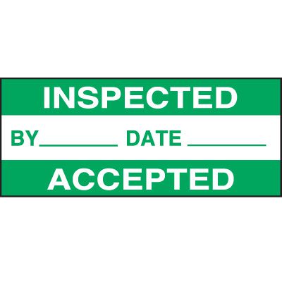 Inspected Accepted Status Labels, Calibration & Inspection Labels | Emedco