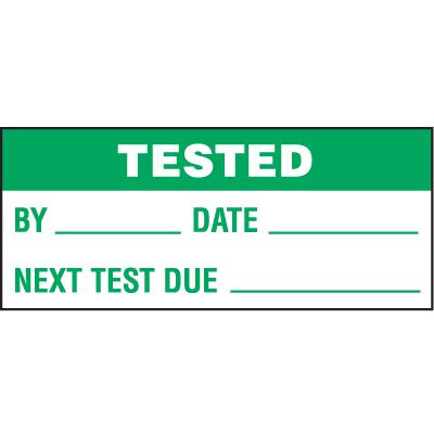 Tested Next Test Due Write-On Equipment Status Labels | Emedco