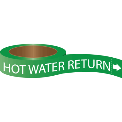 Roll Form Adhesive Pipe Markers - Hot Water Return | Seton