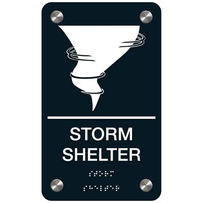 Storm Shelter Sign with Tornado Symbol, Facility Signs | Seton | Seton