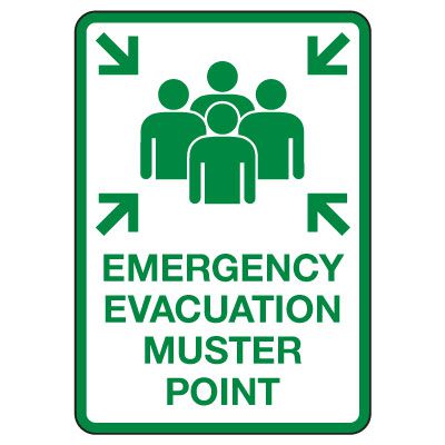 Emergency Evacuation Muster Point With Graphics Sign | Seton Canada