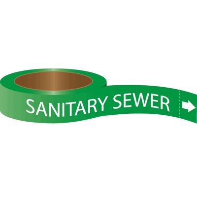 Roll Form Adhesive Pipe Markers - Sanitary Sewer | Seton