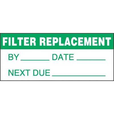 Filter Replacement Status Label | Seton