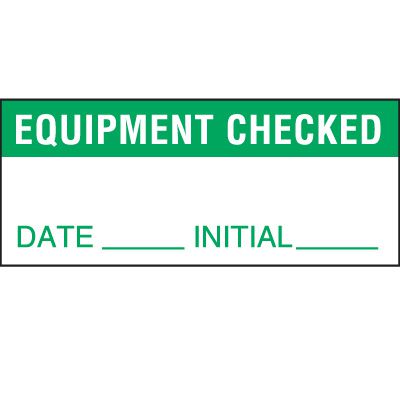 Equipment Checked Status Label | Emedco