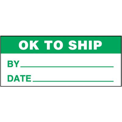 OK To Ship Self-Laminating Status Labels | Seton | Seton