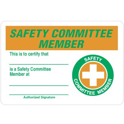 Certification Wallet Cards - Safety Committee Member|Seton Canada ...