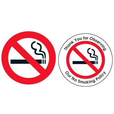 Double-Sided No Smoking Window Signs - (NO SMOKING GRAPHIC) | Seton