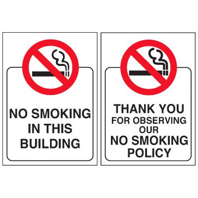 Double-Sided No Smoking Window Signs - NO SMOKING IN THIS BUILDING from ...