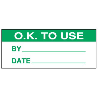 OK To Use Write-On Status Label | Emedco
