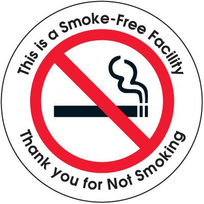 Smoke-Free Facility Glass Door and Window Labels | Emedco