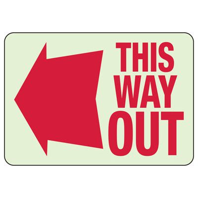 Luminous Exit and Path Marker Signs - This Way Out (Left Arrow) | Seton