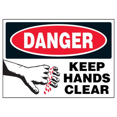 Danger Keep Hands Clear Machinery Warning Markers | Emedco