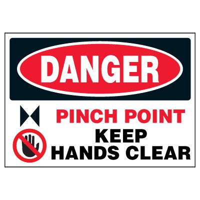 Machine Hazard Warning Markers - Danger Pinch Point Keep Hands Clear ...