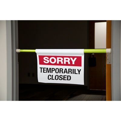 Temporarily Closed | Hanging Doorway Barricade Sign Kit | Seton