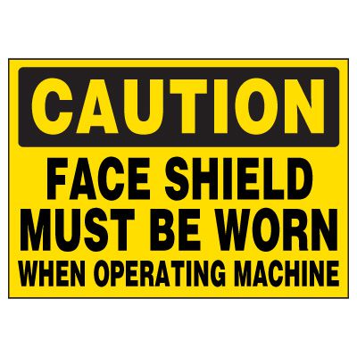 Caution Labels - Face Shield Warning | Emedco