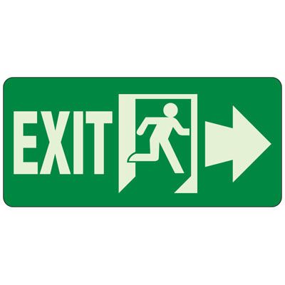 Glow In The Dark Exit Signs - Exit To The Right | Emedco