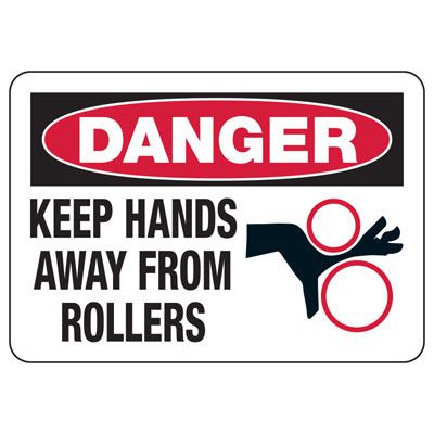 Machine Safety Signs - Keep Hands Away From Rollers | Seton