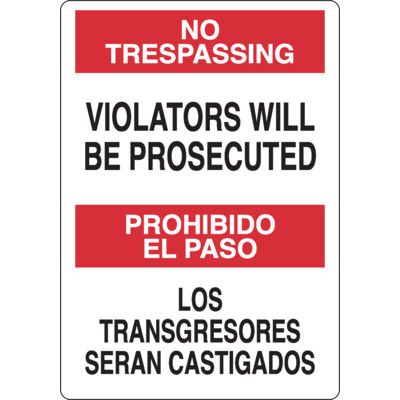 No Trespassing English-Spanish Security Signs | Seton