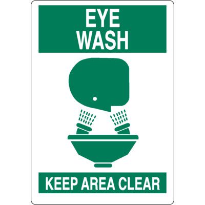 Eye Wash Keep Area Clear Signs, Eyewash Station Signs | Seton