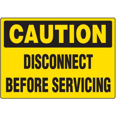 Caution Disconnect Warning Labels, OSHA Safety Labels | Emedco