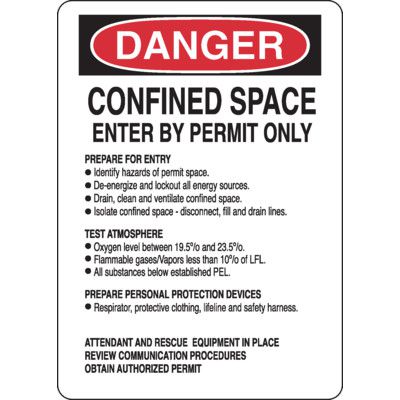 Confined Space Signs: Danger, Permit Entry & Safety Warnings | Emedco