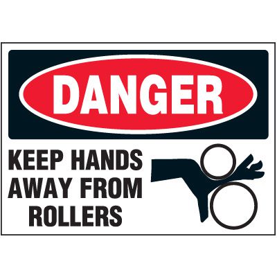 Keep Hands Away From Rollers Warning Labels, OSHA Safety Labels | Emedco