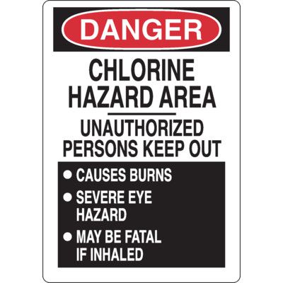 Danger Chlorine Hazard Area - Industrial Chemical Warning Sign | Seton ...