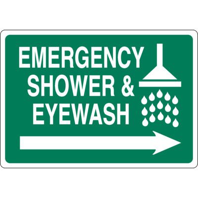 Emergency Shower (Right Arrow) - Industrial First Aid Sign | Seton | Seton
