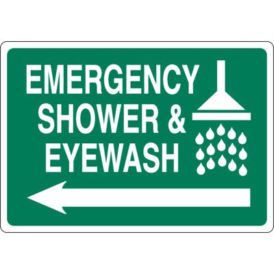 Emergency Shower (Left Arrow) - Industrial First Aid Sign | Seton | Seton