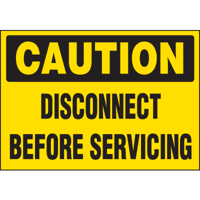 Machine Hazard Warning Labels - Caution Disconnect Before Servicing | Seton