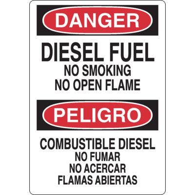 Bilingual Danger Diesel Fuel - Industrial Chemical Warning Signs ...