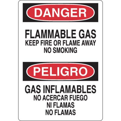 Bilingual Flammable Gas No Smoking Sign | Emedco