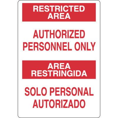 Bilingual No Admittance Authorized Employees Only - Security Sign ...