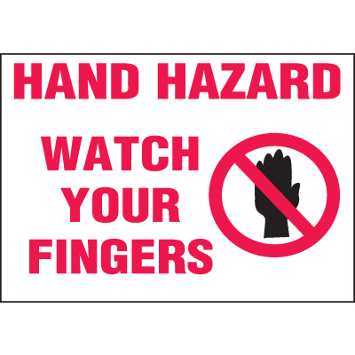Machine Hazard Warning Labels - Hand Hazard Watch Your Fingers | Seton