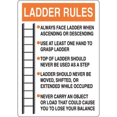 Ladder Rules Construction Safety Signs | Emedco