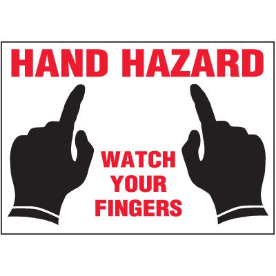 Hand Hazard Watch Fingers Label | Emedco